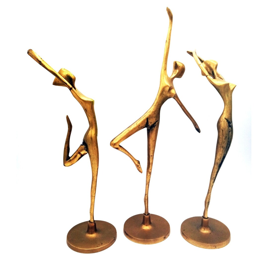 Set of 3 Vintage Mid Century Modern Brass Ballet Dancer Statues ...