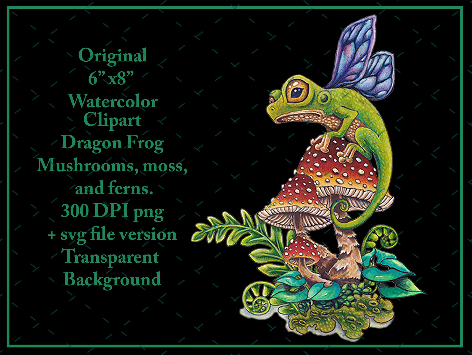 Watercolor Frog Dragon Clipart – Hand-painted Whimsical Design (PNG ...
