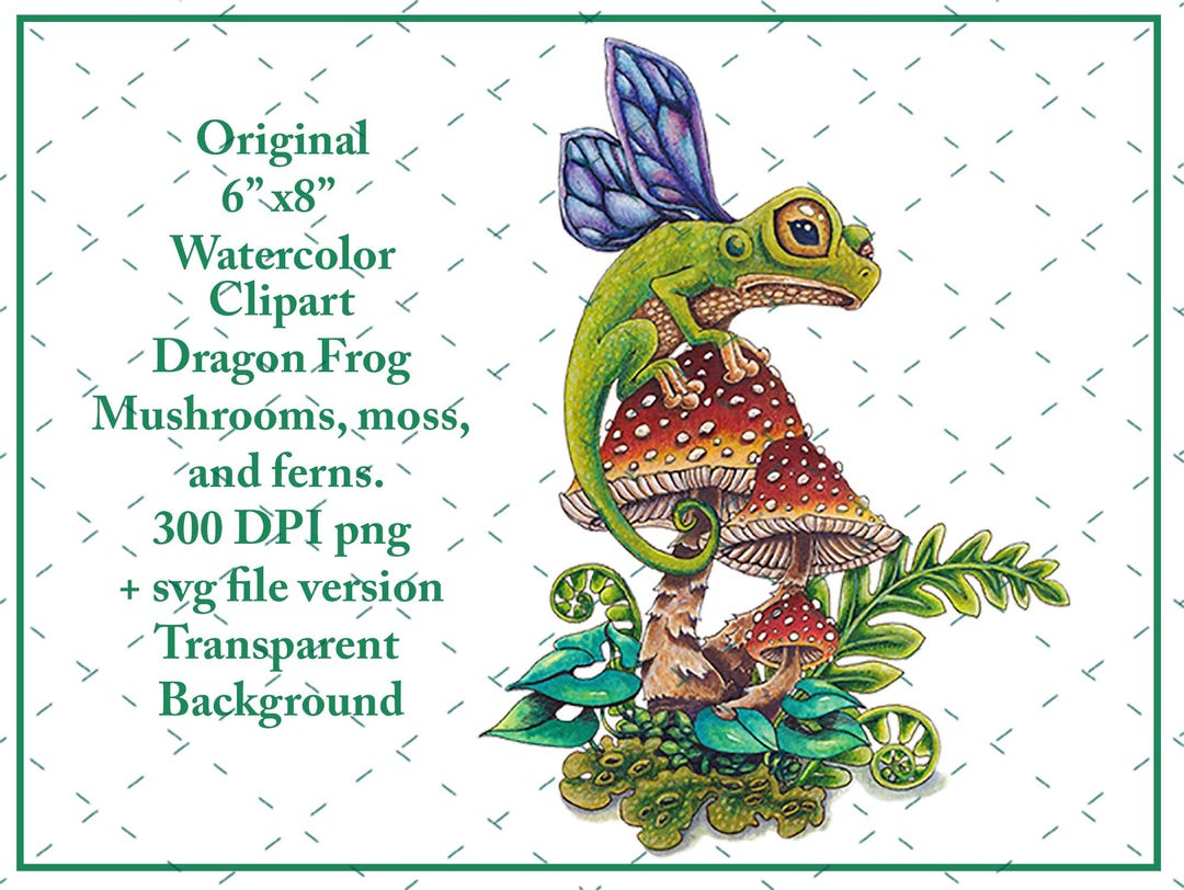 Frog Dragon Clipart - Original Watercolor - Hand Painted - Transparent ...