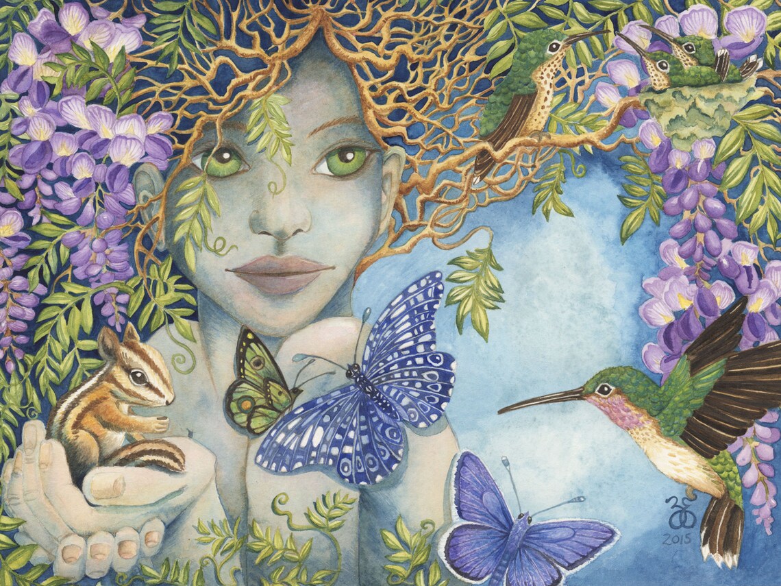 Earth Woman 5"x7" Art Cards From Original Watercolor Paintings, Gaia ...