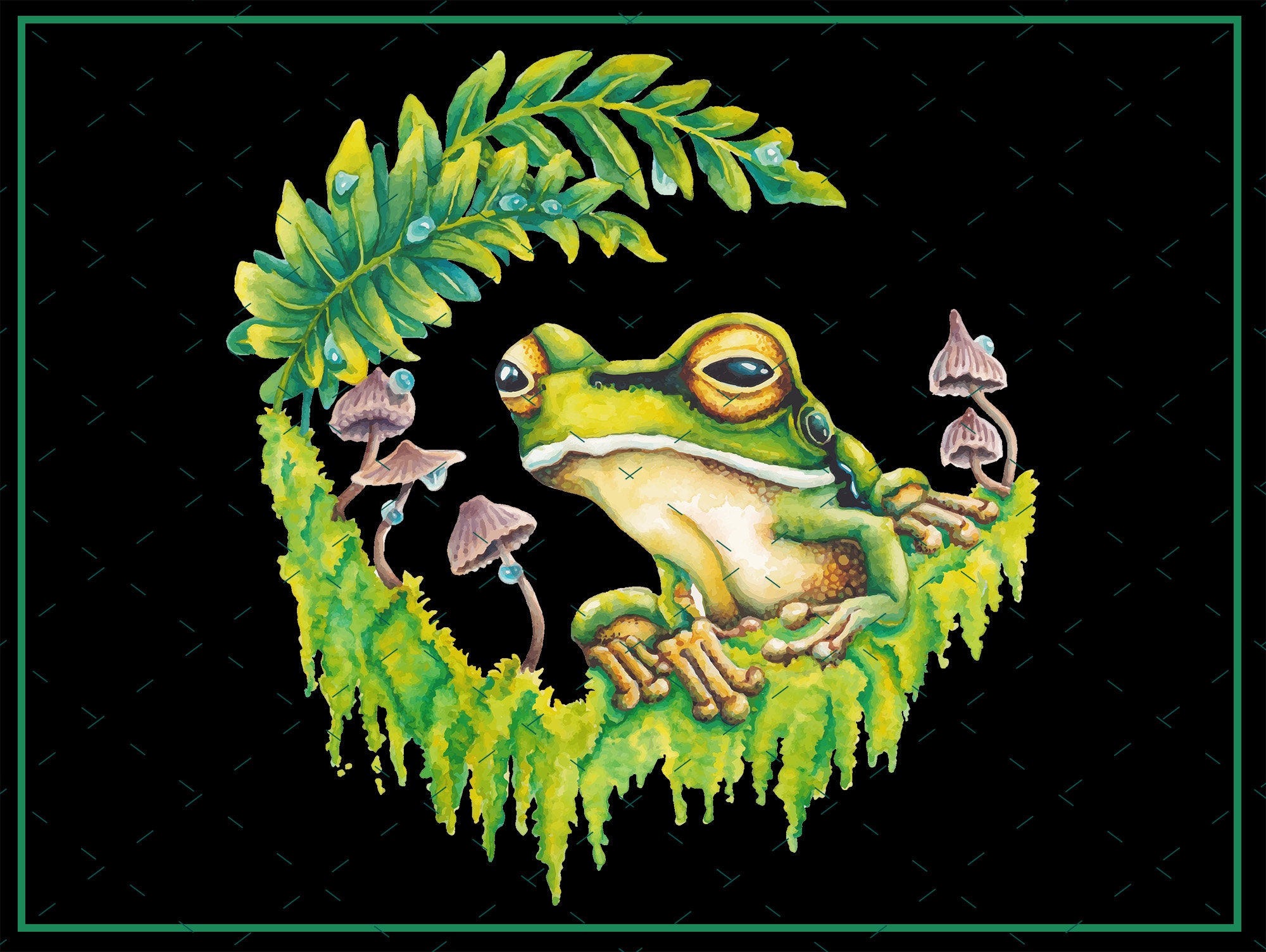 Frog and Fern Watercolor Clipart - Hand Painted - 300 DPI High ...