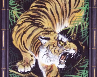 Tiger Silk Painting | Etsy