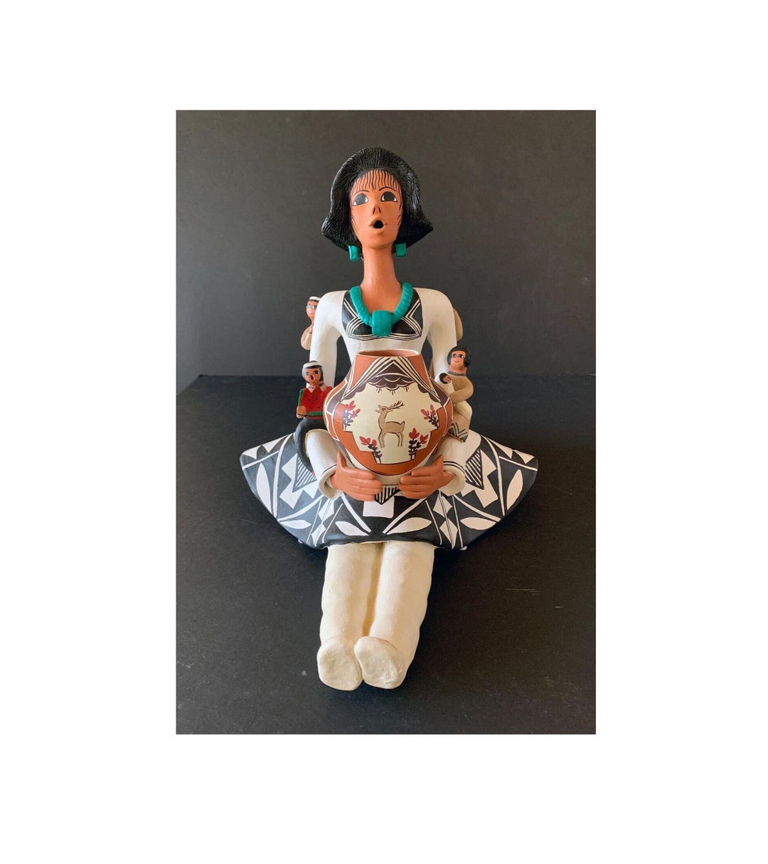 RACHEL ARNOLD Acoma Storyteller / Native American Pottery / 14" X 13" X ...
