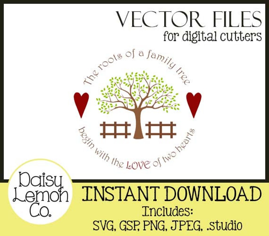 Vector File Roots of the Family Tree LOVE and Hearts Tree - Etsy