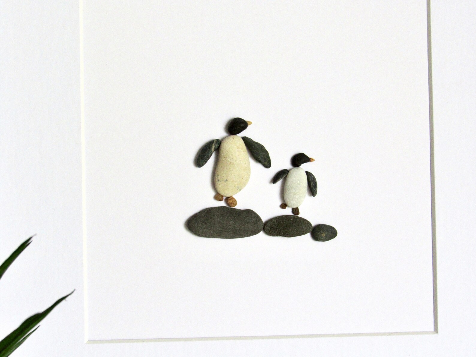 Penguin Pebble Art Penguin Family Pebble Picture Beach Art - Etsy