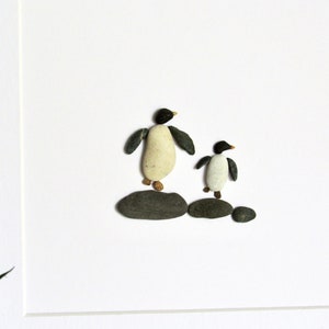 Penguin Pebble Art Penguin Family Pebble Picture Beach Art - Etsy