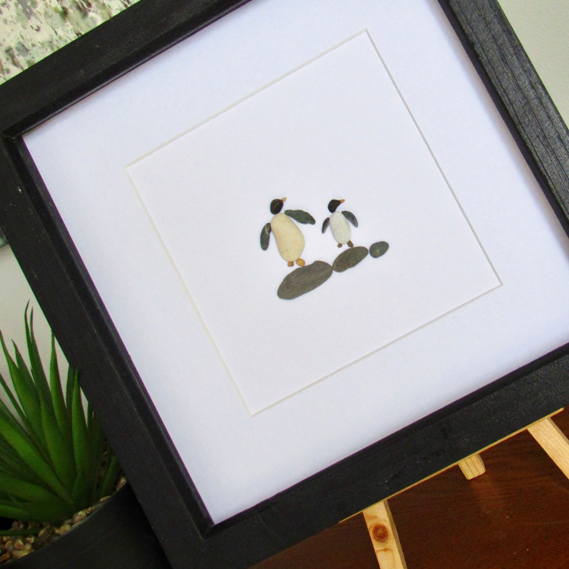 Penguin Pebble Art Penguin Family Pebble Picture Beach Art | Etsy