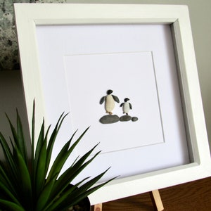 Penguin Pebble Art Penguin Family Pebble Picture Beach Art - Etsy