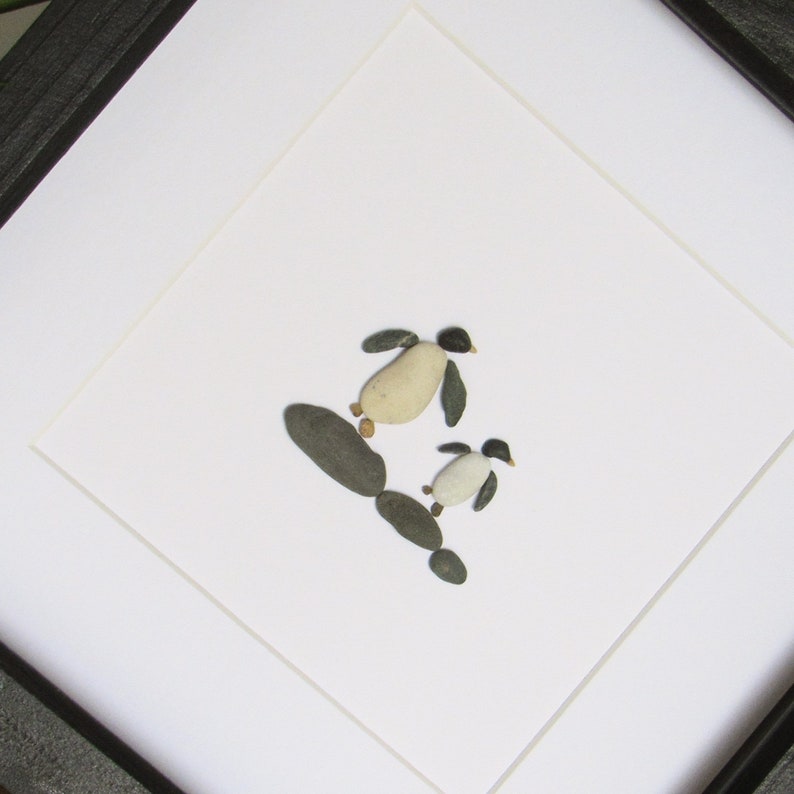 Penguin Pebble Art Penguin Family Pebble Picture Beach Art - Etsy UK