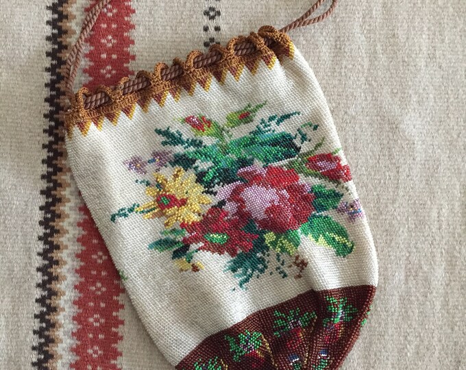 Vintage Beaded Drawstring Reticule Purse - Etsy