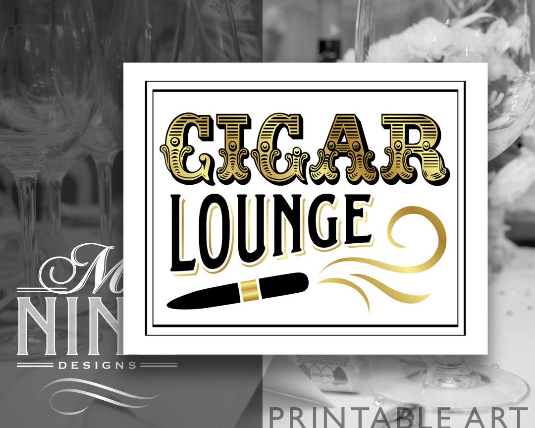 Gold CIGAR LOUNGE Sign Printables Cigar Party Downloads - Etsy