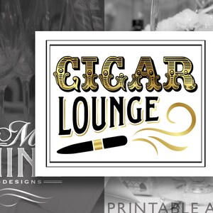 Gold CIGAR LOUNGE Sign Printables Cigar Party Downloads - Etsy