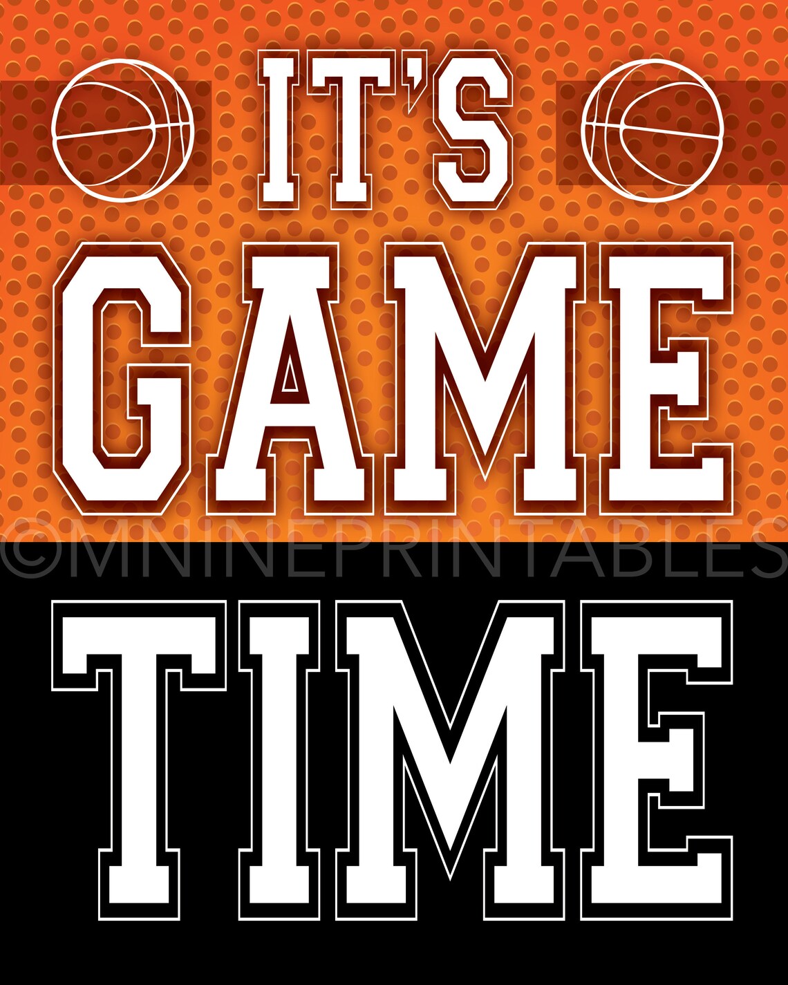 Basketball Party Sign Printables It's Game Time Sign - Etsy
