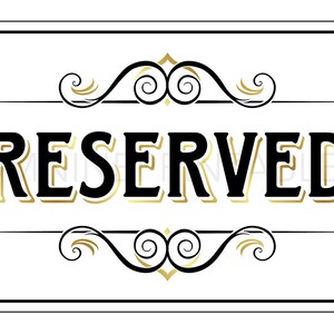 Gold Party Printable "reserved" Sign Vintage Party Signs, Gatsby Party ...