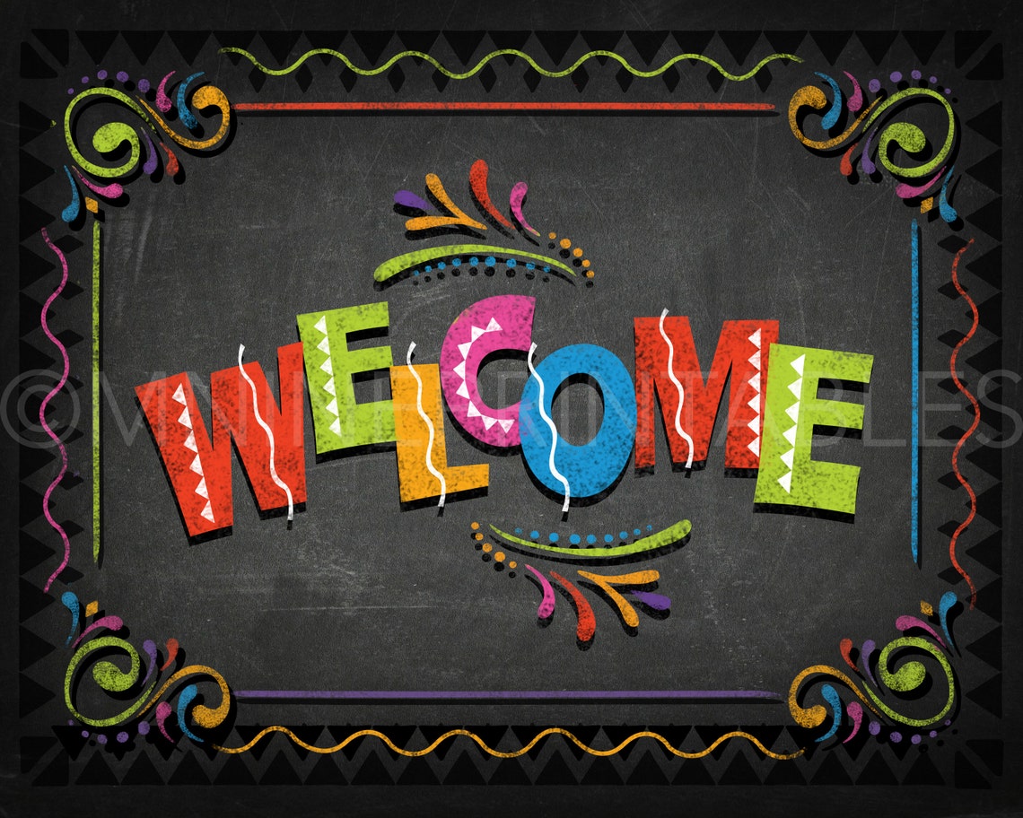 Chalkboard Fiesta Party WELCOME Sign Printables Fiesta Sign - Etsy
