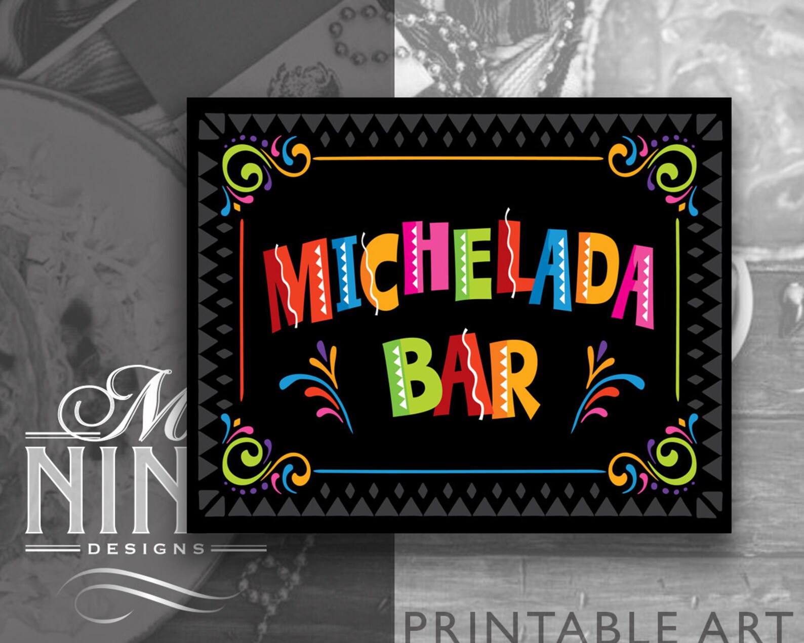 Fiesta Party Sign Printables MICHELADA BAR Sign Downloads - Etsy