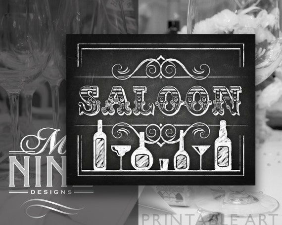 Chalkboard Printable Art SALOON Sign Download | Etsy