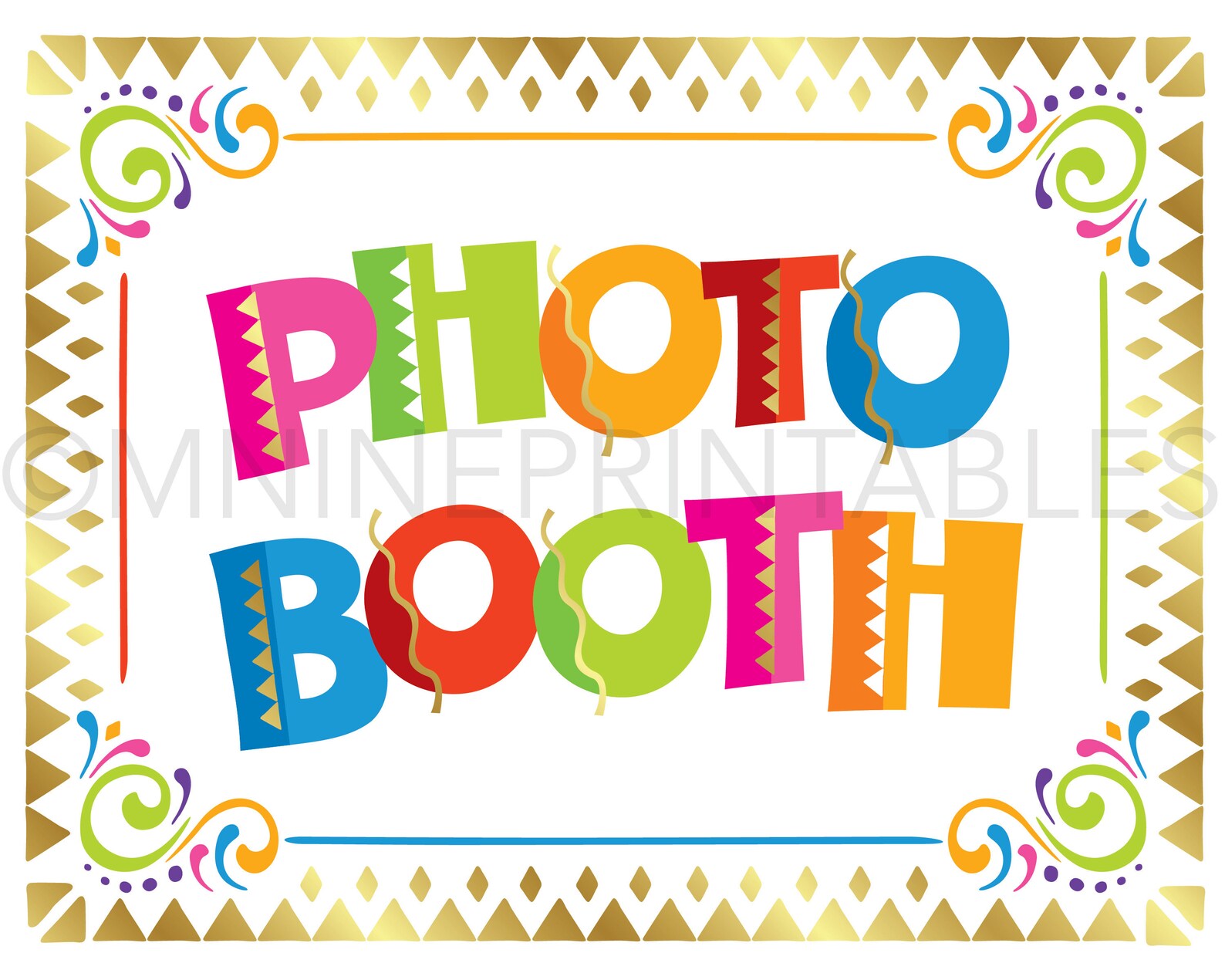 Gold Fiesta Party PHOTO BOOTH Sign Printables Fiesta Sign | Etsy