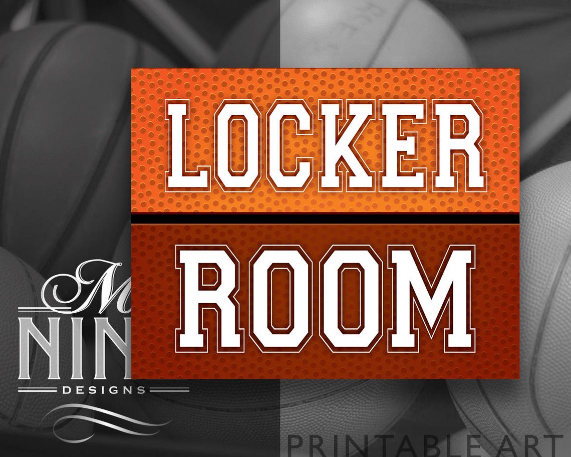 Basketball Party Sign Printables LOCKER ROOM Sign Digital | Etsy