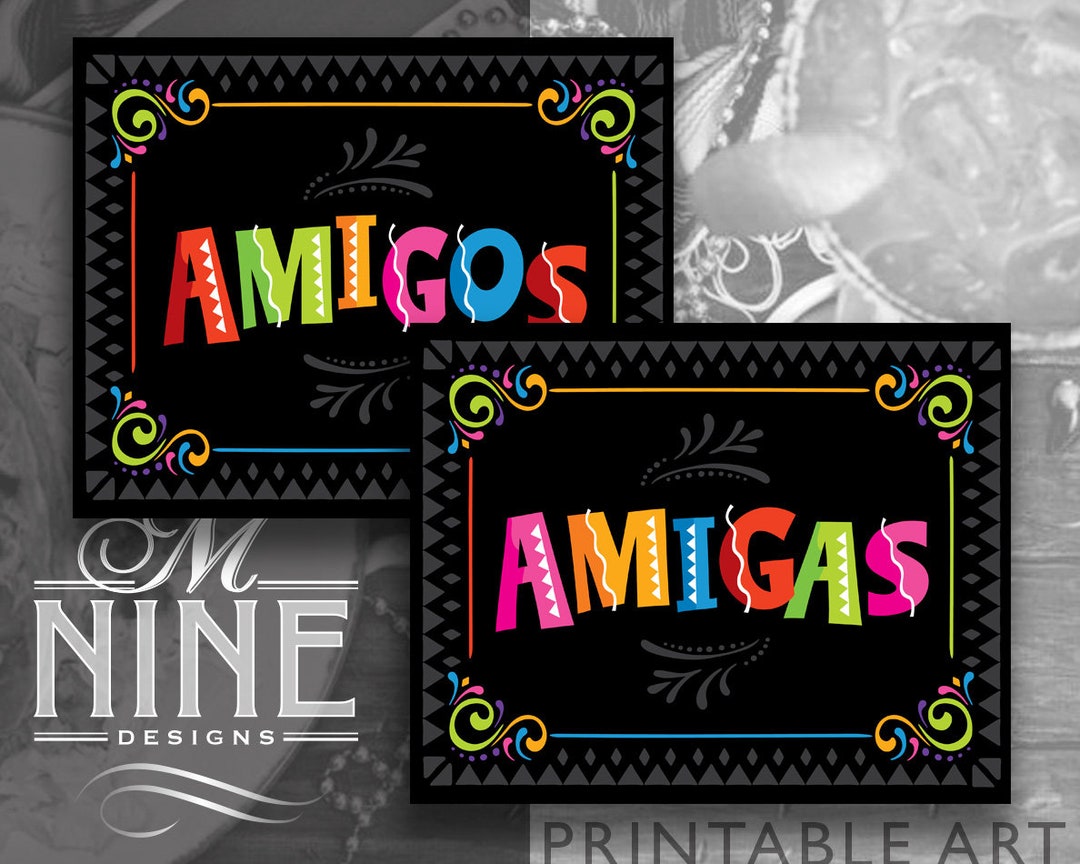 Fiesta Party Sign Printables | AMIGOS AMIGAS Sign Downloads | Digital ...