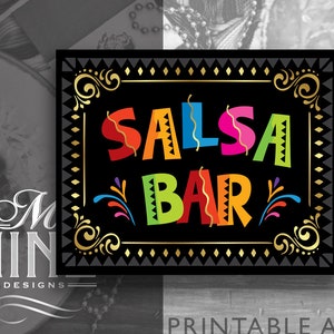 Fiesta Party Sign Printables SALSA BAR Sign Downloads Digital Download ...