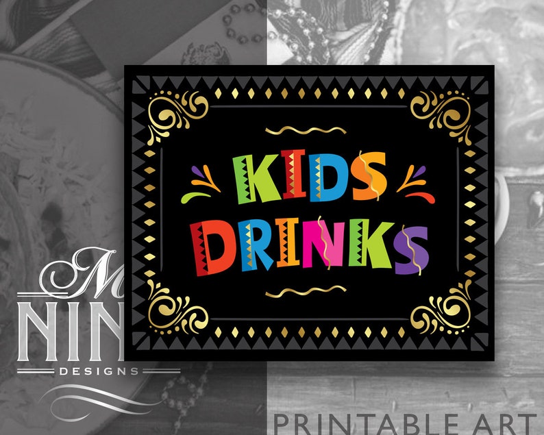 Fiesta Party Sign Printables KIDS DRINKS Sign Downloads | Etsy