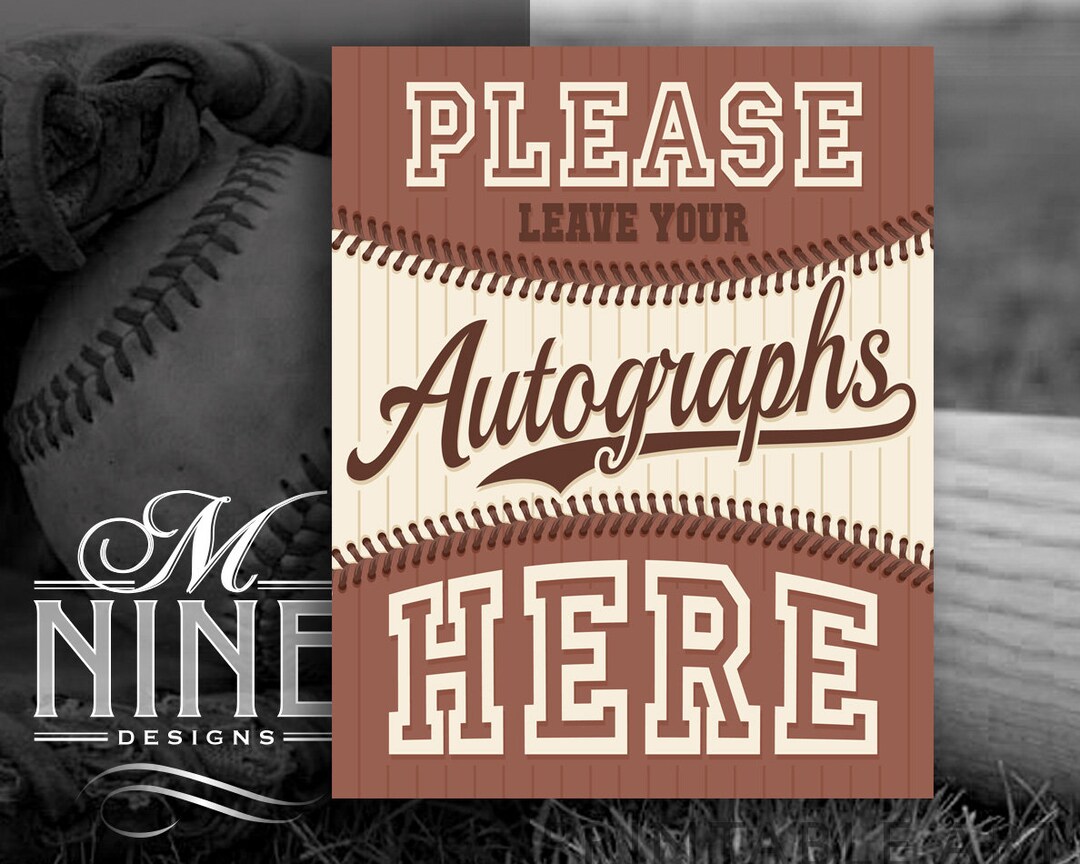 Vintage Baseball Party Sign Printables AUTOGRAPHS Sign Classic Baseball ...
