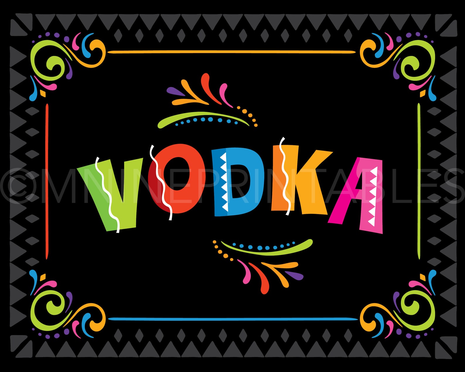 Fiesta Party Sign Printables VODKA Sign Downloads Cinco De - Etsy