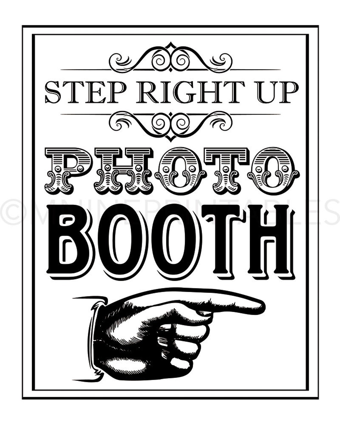 Black and White Party Printable step Right up PHOTO - Etsy