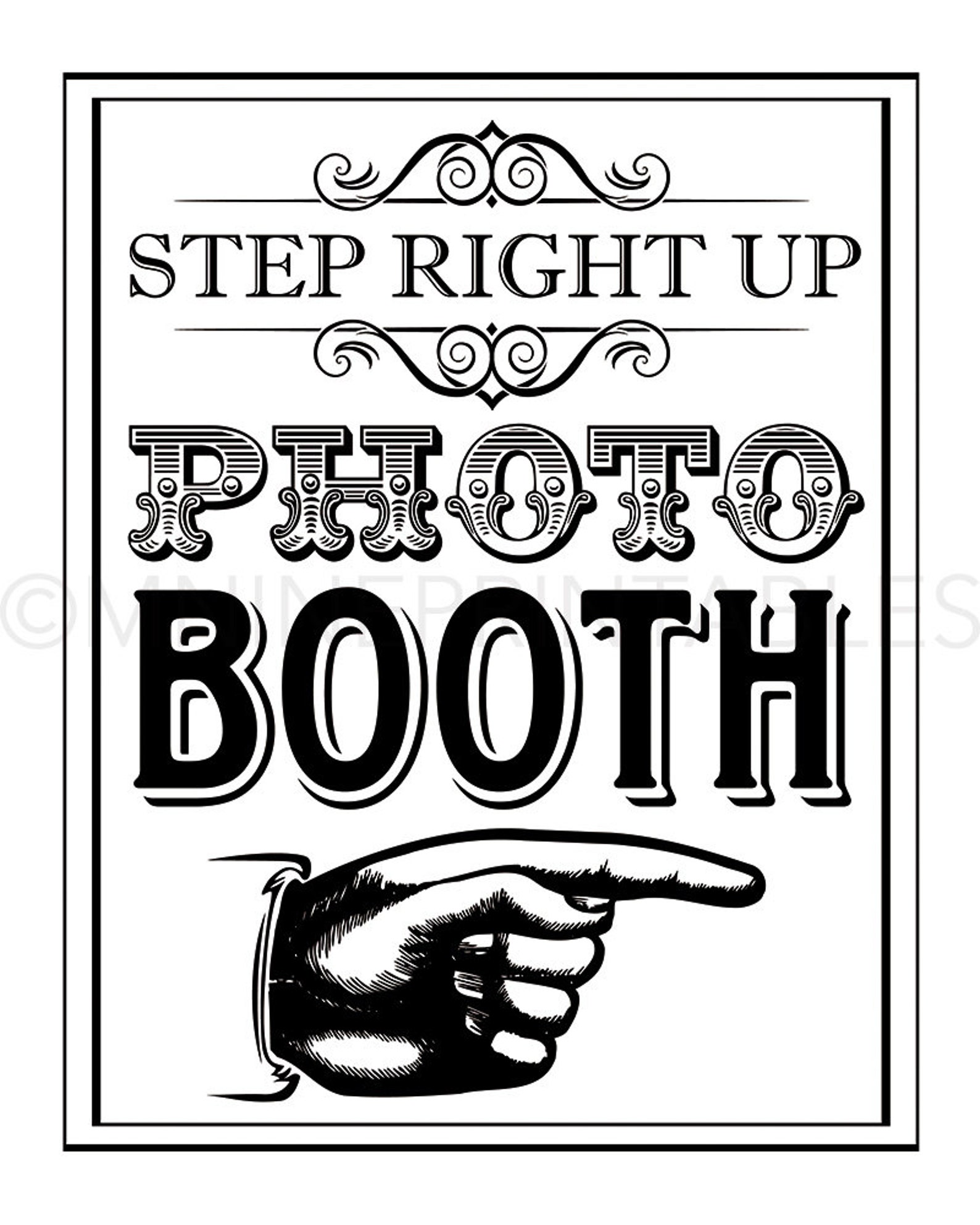 Black and White Party Printable step Right up PHOTO - Etsy