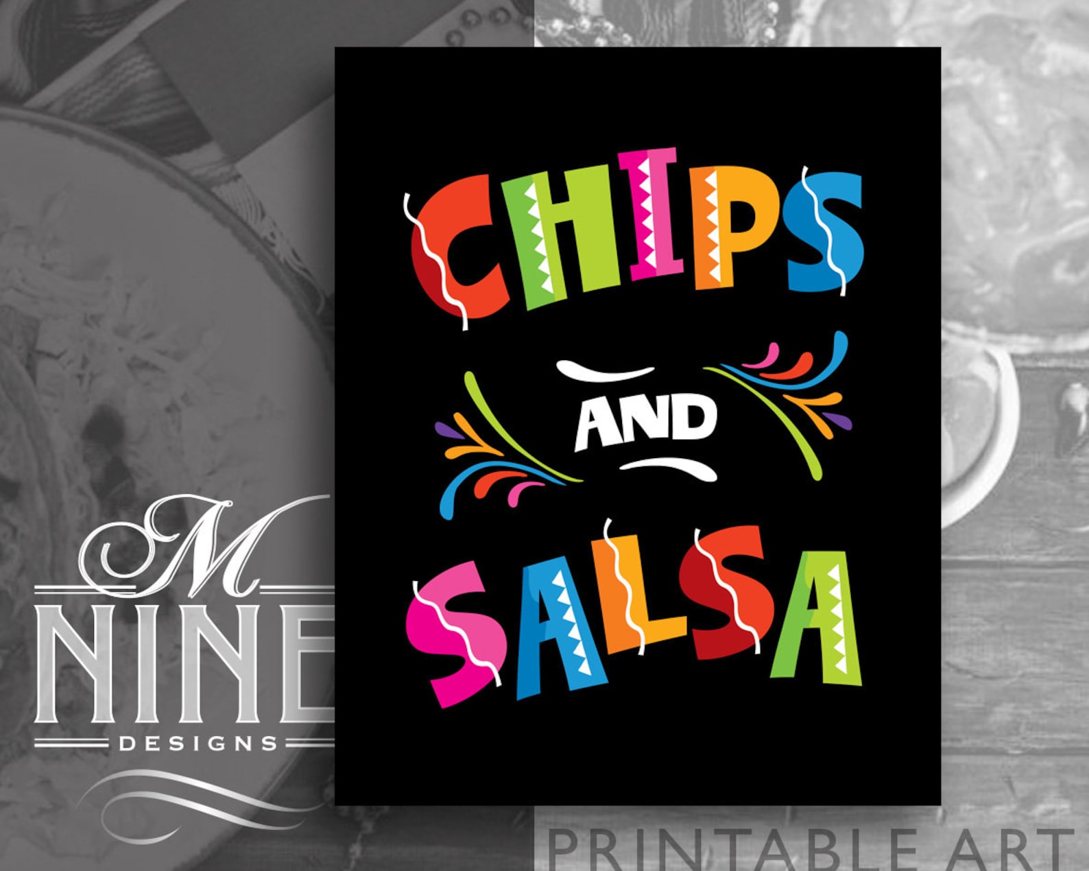 CHIPS AND SALSA Sign Printables Fiesta Party Sign Downloads - Etsy
