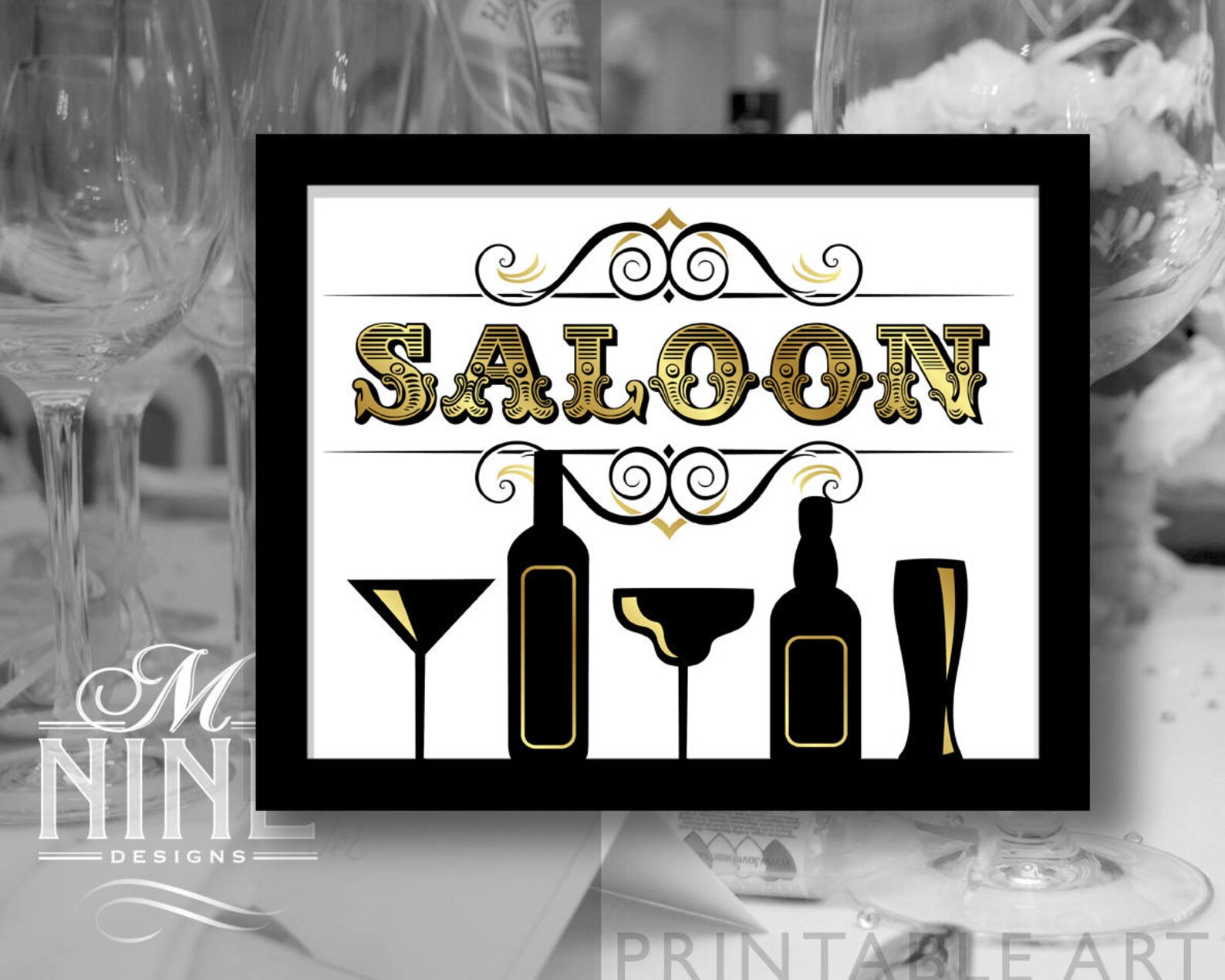 Gold Party Printables Sign / SALOON Sign Printable / Party | Etsy