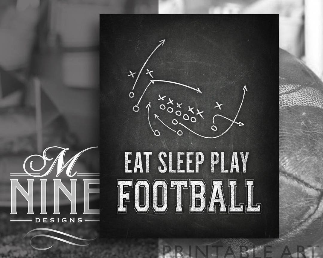 Football Party Sign Decorations, Eat Sleep Play Football Sign, Football ...