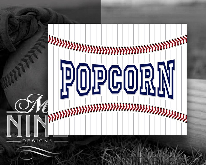 Baseball Party Sign Printables POPCORN Sign Digital | Etsy