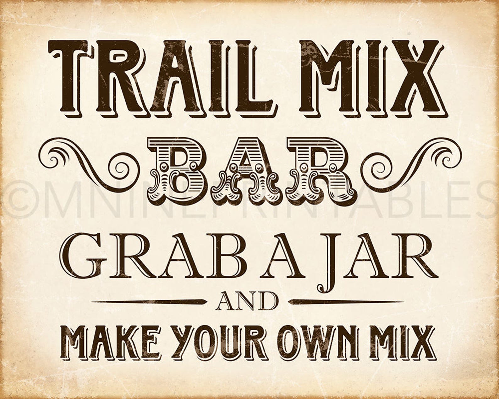 Printable Party Signs / TRAIL MIX BAR Sign / Rustic Party - Etsy