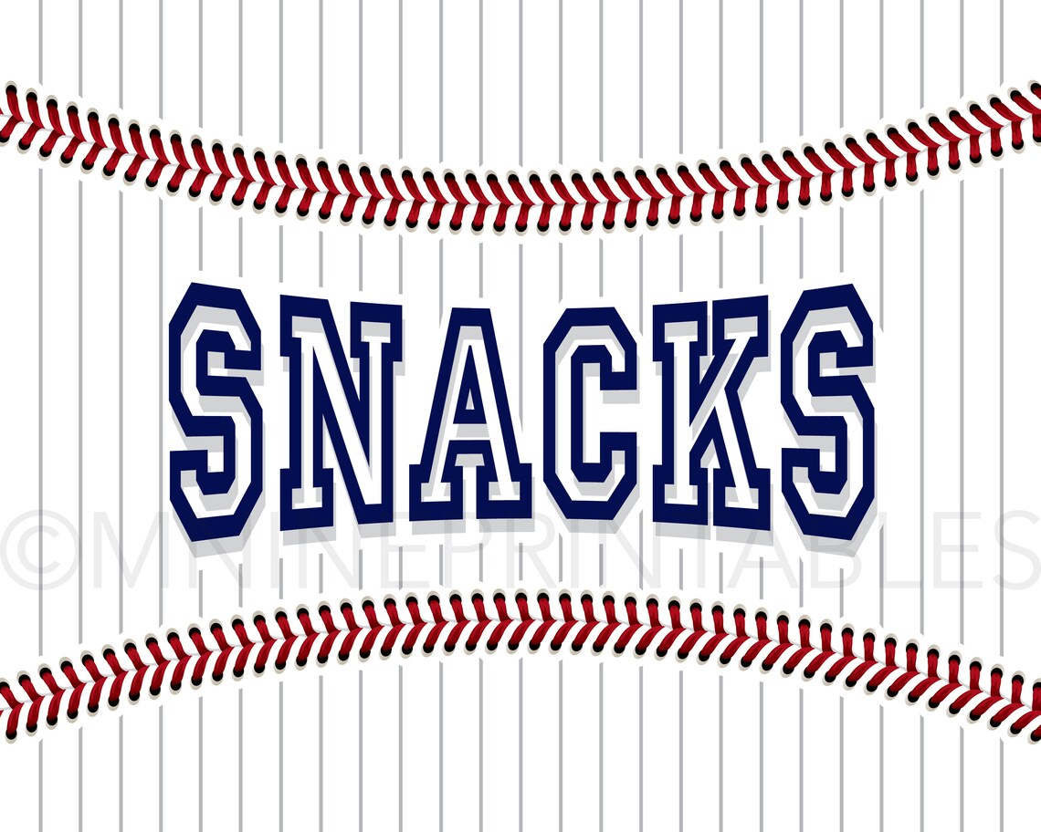 Baseball Party Sign Printables | SNACKS Sign | Digital Downloads ...