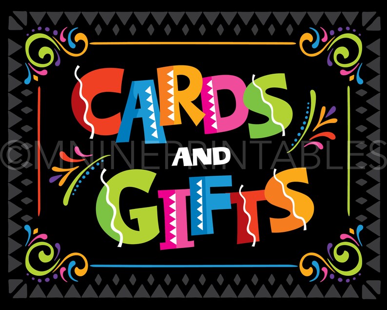 Fiesta Party CARDS AND GIFTS Sign Printables Fiesta Sign - Etsy
