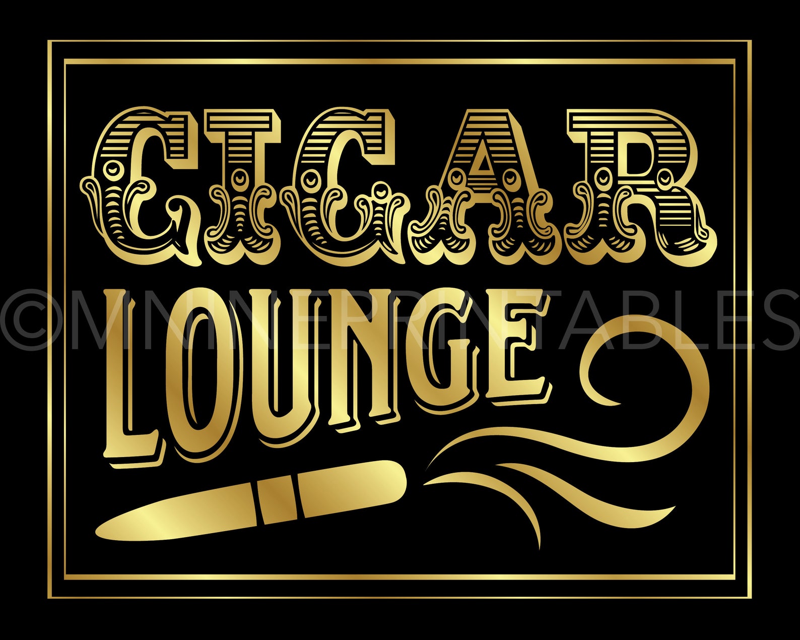 CIGAR LOUNGE Sign Printables Cigar Party Downloads Digital | Etsy