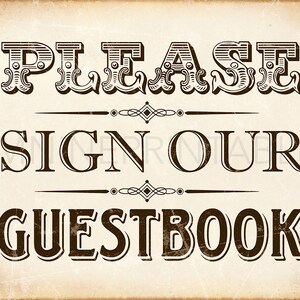 Rustic Party Printable Art "please Sign Our Guestbook" Party Download ...