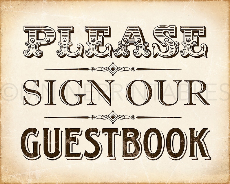 Rustic Party Printable Art please Sign Our - Etsy