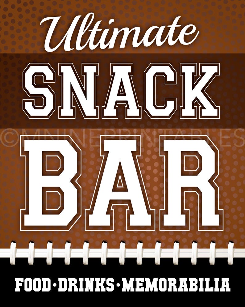 Football Party Sign Printables Ultimate Snack Bar Sign - Etsy