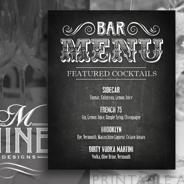 Chalkboard Bar Menu - Etsy