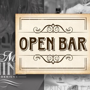 Rustic Printable Art "open Bar" Party Download, Distressed Typography ...