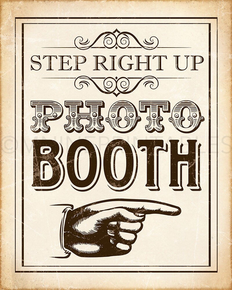 Rustic Printable Art / Step Right Up PHOTO BOOTH / Party Bar | Etsy