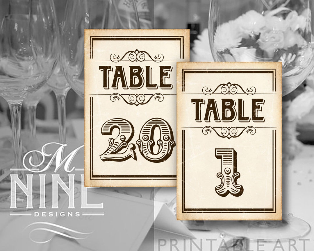 Rustic Party Printables | TABLE NUMBERS 1-20 | Vintage Party Downloads ...