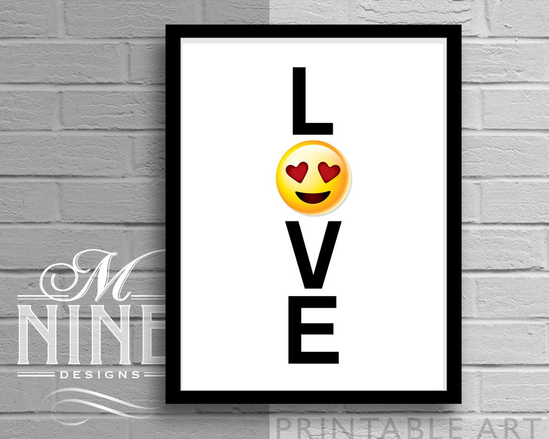 Emoji LOVE Art Heart Eyes, Frame Art Printable Quote, Emoji Love ...