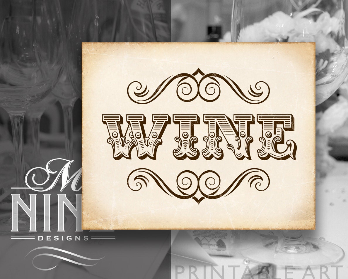 Rustic Party Printable Art wine Sign Party | Etsy
