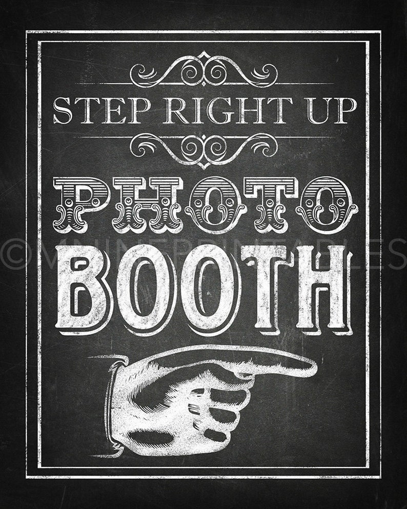 Chalkboard Sign Printables / Step Right up PHOTO BOOTH / Sign - Etsy