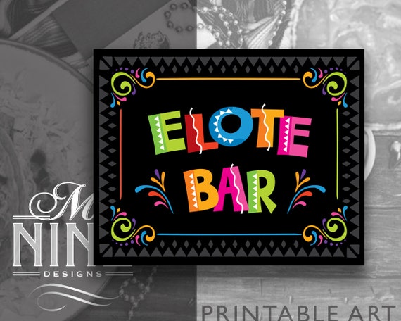 Fiesta Party Sign Printables ELOTE BAR Sign Downloads - Etsy Finland