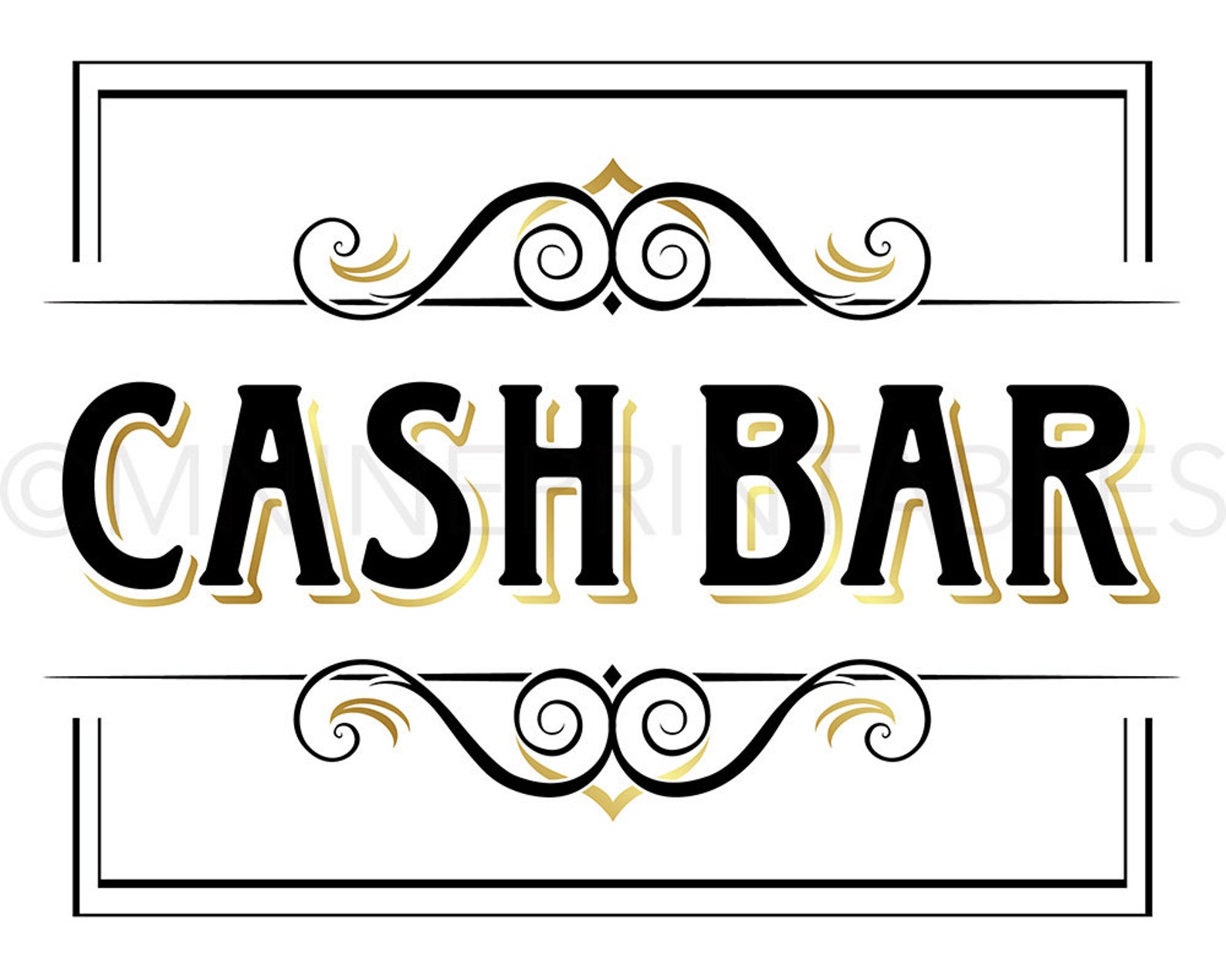 Vintage Party Printable Sign cash Bar Party Signs - Etsy